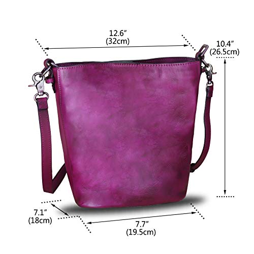 Genuine Leather Shoulder Bag Purses Handbags for Women Top Handle Satchel Bags Lady Crossbody Shoulder Tote Bags (Purple)