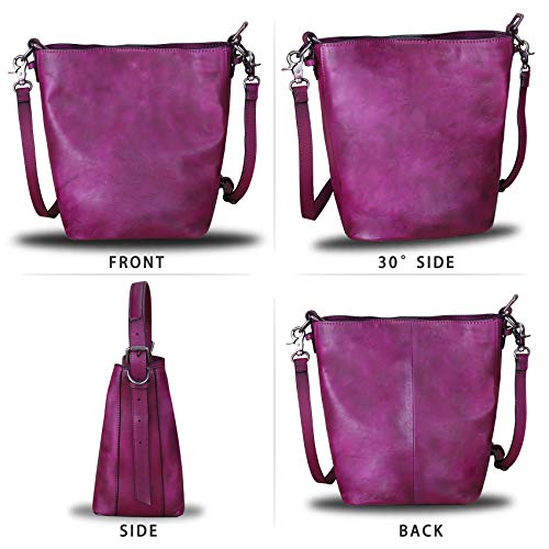 Genuine Leather Shoulder Bag Purses Handbags for Women Top Handle Satchel Bags Lady Crossbody Shoulder Tote Bags (Purple)