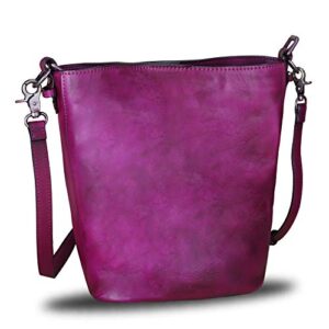 Genuine Leather Shoulder Bag Purses Handbags for Women Top Handle Satchel Bags Lady Crossbody Shoulder Tote Bags (Purple)