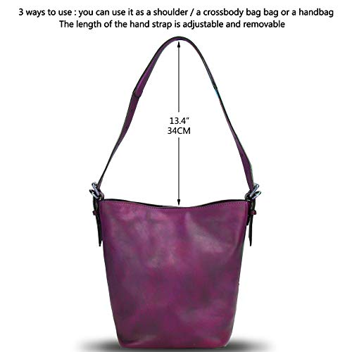 Genuine Leather Shoulder Bag Purses Handbags for Women Top Handle Satchel Bags Lady Crossbody Shoulder Tote Bags (Purple)