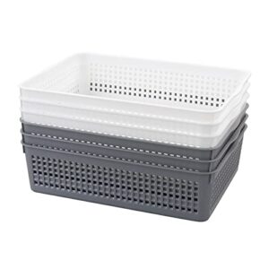 dynkona 6-pack plastic shallow basket trays, paper storage trays