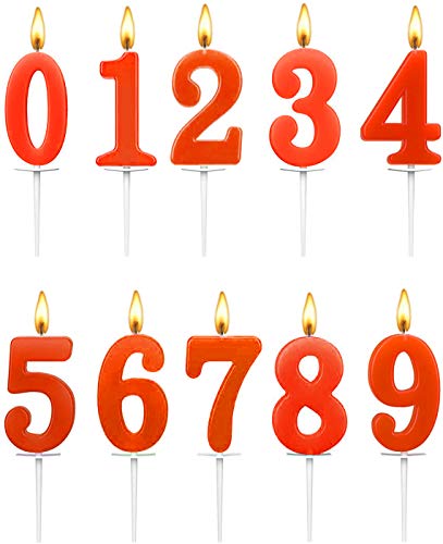 10 Count Number Candles Birthday, Cake Candles Colourful Birthday Cake Candles for Kids Adults, Number 0-9 Cake Topper Decoration for Birthday Wedding Anniversary Party Celebration