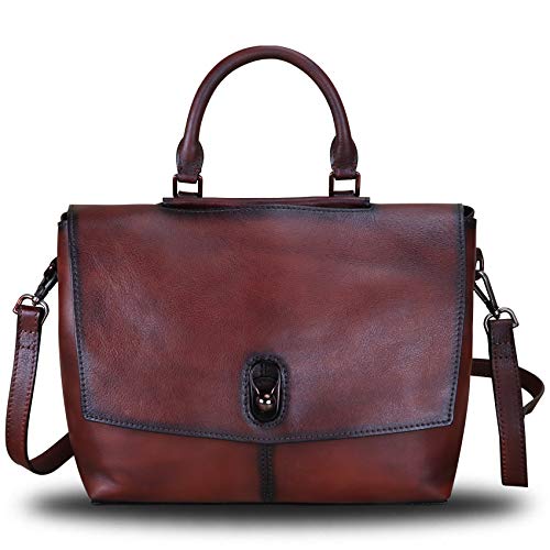 Genuine Leather Satchel Purses Handbags for Women Large Capacity Shoulder Bags Lady Work Top Handle Crossbody Bags (Coffee)