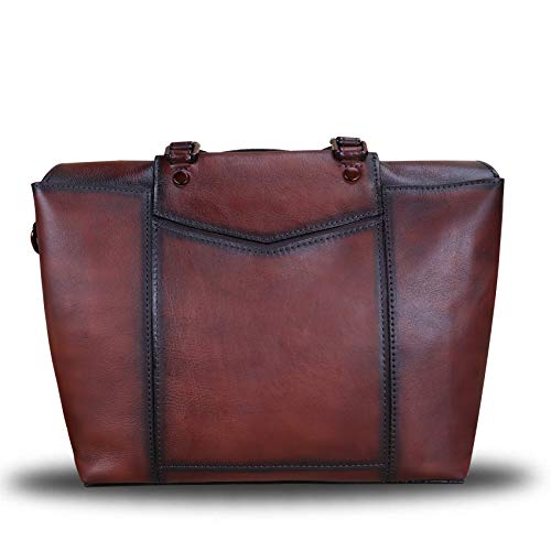 Genuine Leather Satchel Purses Handbags for Women Large Capacity Shoulder Bags Lady Work Top Handle Crossbody Bags (Coffee)