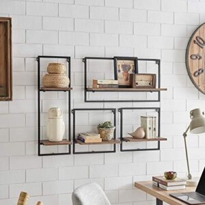 ukn framed wall art 4-piece rustic industrial shelf set brown mdf wood finish includes hardware