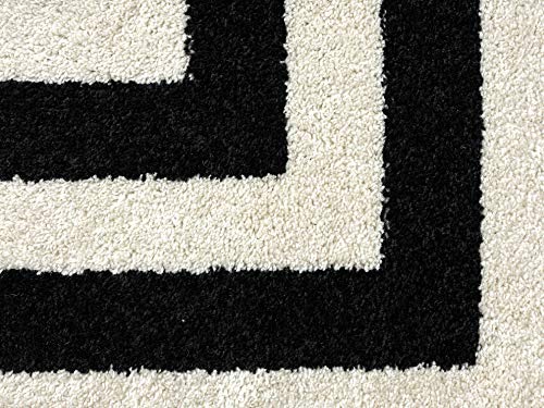 Abani Contemporary Black & Ivory 7'9" x 10'2" Area Rug, Contrasting Geometric Modern Stripe Symmetrical Living Room Carpet Rugs