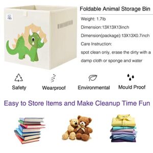 CLCROBD Foldable Animal Cube Storage Bins Fabric Toy Box/Chest/Organizer for Toddler/Kids Nursery, Playroom, 13 inch (Triceratops)