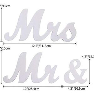 VIOPVERY Wedding Decorations Set,Large Mr and Mrs Sign & Just Married Banner,Mr & Mrs Signs for Wedding Table,Wooden Letters Sweetheart Table,Photo Props Wedding Decorations for Anniversary,White