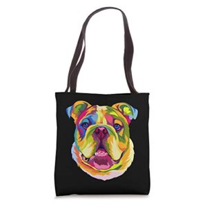 pop art english bulldog pet paw gift men women dog lover tote bag