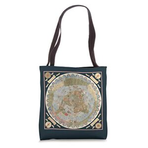 vintage flat earth map tote bag