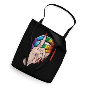 Shut Up Dripping Rainbow Lips Hand Gay Pride LGBT Tote Bag