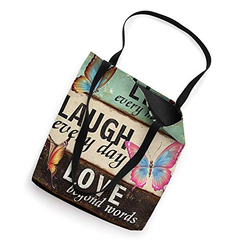 Live Laugh Love Butterfly Rustic Tote Bag