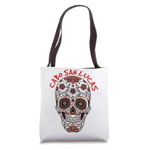 cabo san lucas sugar skull tote bag