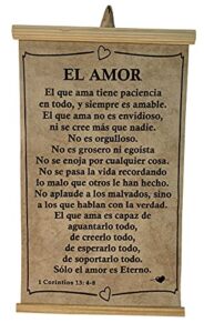 1a corintios 13 el amor el que ama tiene paciencia pergamino poster bendicion ready to hang 14 x 8.5 in. rustic wall art gift regalo biblia