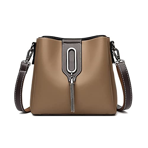 PORRASSO Women Handbag Fashion Bucket Bag Ladies Crossbody Bag Satchel Tote Top Handle Bags Leather Waterproof Shoulder Bag for Work School Travel Daily Use Khaki