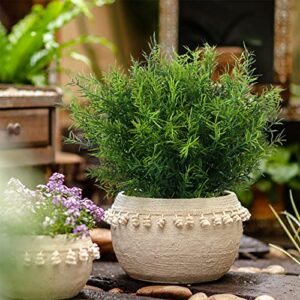 Artificial Plants Flowers Grass Shrubs 8 Pack No Fade Faux Plastic Flowers Outdoor for Vases Farmhouse Garden Porch Patio Office Indoor Wedding Decoration Greenery Fake Plants uv Resistant (4#Green)