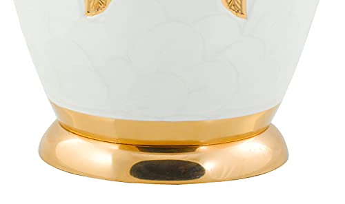 Nazareth Store Wings Adult Cremation Urn for Human Ashes Elegant Elite Pearl White with Gold Flower,Hand Made Brass Classy Finish to Honor Your Loved One - with Velvet Box