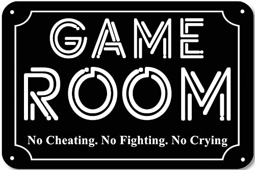 SAMJOSY Game Room Decor 8 x 12 Inch Metal Aluminum Novelty Tin Sign Decor Man Cave Signs (White)