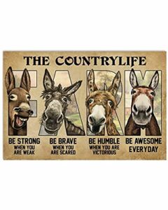 aperiy donkey farm becomes a strong poster metal tin signmetal plaque sign tin metal 8x12inch, tin