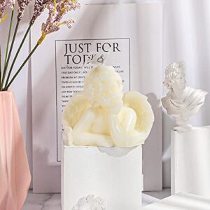 Nuanchu 2 Pieces Angel Candle Soy Scented Candle Wax Vegan Candle Cute Decorative Candle White Angel Candle Cake Candle Handmade Aesthetic Candle for Home Decor Bedroom Bathroom Wedding