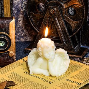 Nuanchu 2 Pieces Angel Candle Soy Scented Candle Wax Vegan Candle Cute Decorative Candle White Angel Candle Cake Candle Handmade Aesthetic Candle for Home Decor Bedroom Bathroom Wedding