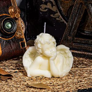 Nuanchu 2 Pieces Angel Candle Soy Scented Candle Wax Vegan Candle Cute Decorative Candle White Angel Candle Cake Candle Handmade Aesthetic Candle for Home Decor Bedroom Bathroom Wedding