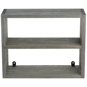 MyGift 2-Tier Small Wall Shelf, Vintage Gray Wood Hanging Display Floating Shelves