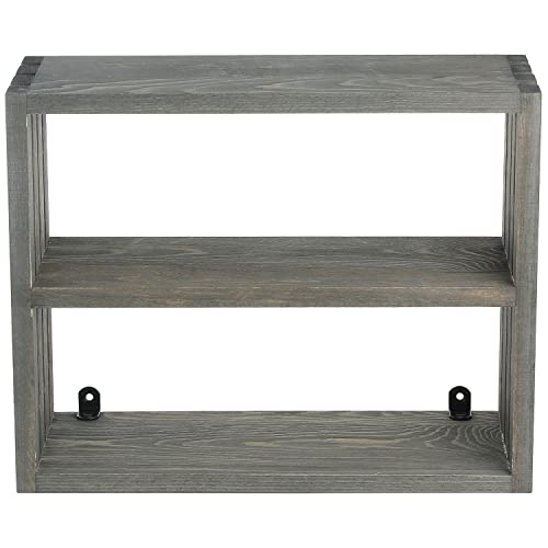 MyGift 2-Tier Small Wall Shelf, Vintage Gray Wood Hanging Display Floating Shelves