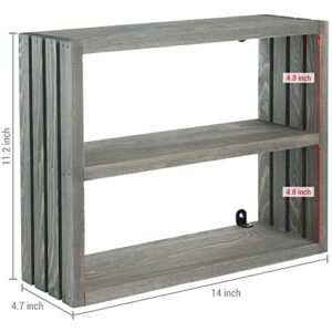 MyGift 2-Tier Small Wall Shelf, Vintage Gray Wood Hanging Display Floating Shelves