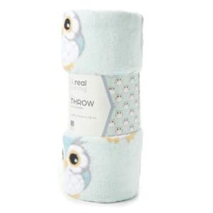 Real Living Owl Fleece Throw Blanket Green