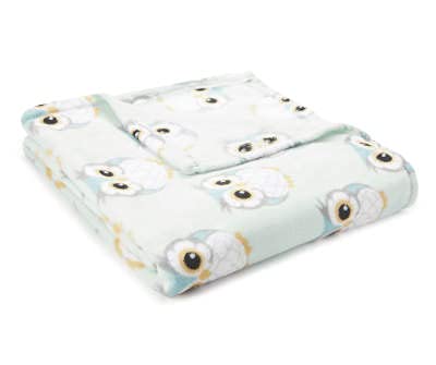 Real Living Owl Fleece Throw Blanket Green