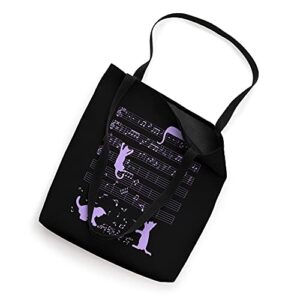 Cute Cats Music Notes Purple Musician Art Tote Bag