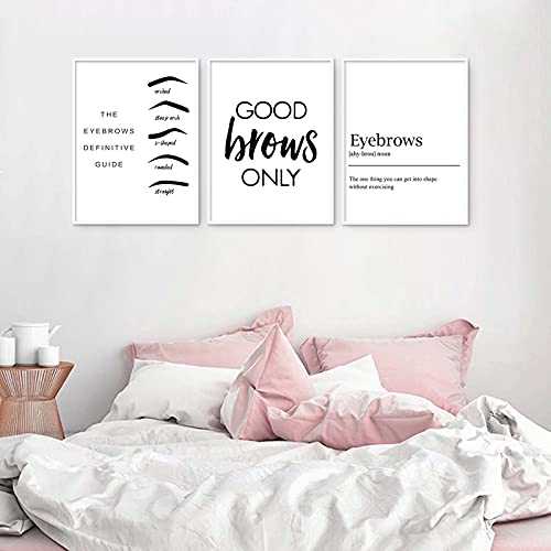 Pennclys Lash Room Wall Art Brow Lash Pictures Wall Decor Lash Quote Canvas Prints Beauty Salon Wall Art Eyelash Eyebrow Artwork Lash Posters Eyelash Pictures for Woman Bedroom 12x16x3 Inch Unframed