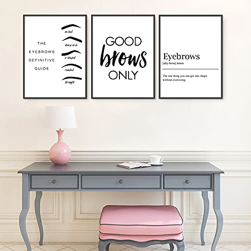 Pennclys Lash Room Wall Art Brow Lash Pictures Wall Decor Lash Quote Canvas Prints Beauty Salon Wall Art Eyelash Eyebrow Artwork Lash Posters Eyelash Pictures for Woman Bedroom 12x16x3 Inch Unframed