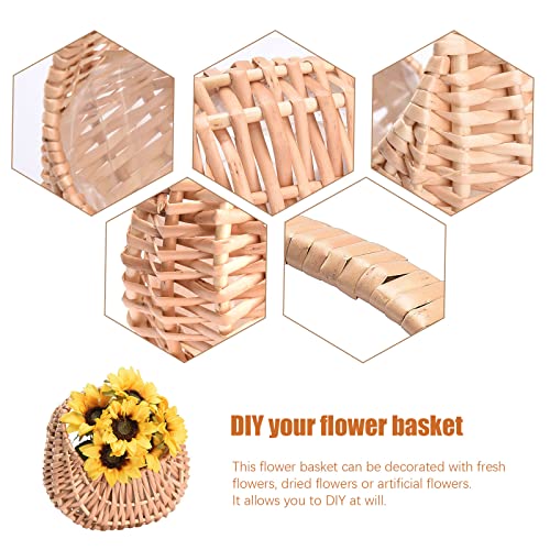 YLSZHY 2 Pack Wicker Flower Basket, Willow Rattan Flower Girl Basket with Handles and Plastic Liners, Woven Storage Basket Wedding Candy Gift Basket