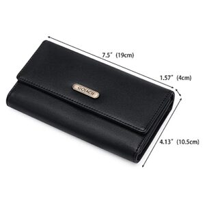 GOIACII Women's Wallet RFID Blocking Trifold Long Clutch Purse Ladies Wallets Vegan Leather Card Holder with Zipper Coin Pocket