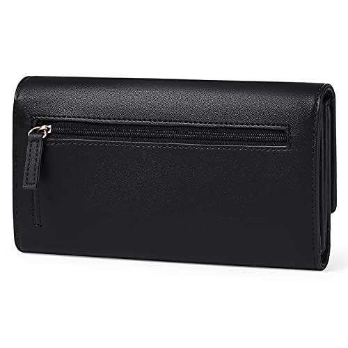 GOIACII Women's Wallet RFID Blocking Trifold Long Clutch Purse Ladies Wallets Vegan Leather Card Holder with Zipper Coin Pocket