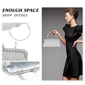 topfive Sparkly Silver Rhinestones Clutch Purse for Women Wedding Prom Party Handbag Evening Formal Bag