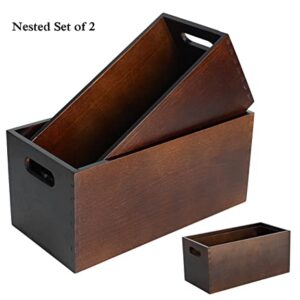 AIBLOM Wood Open Storage Boxes Mail Organizer Bins Letter Holder Box Small Wooden Crate Box Set of 2 Rustic Decorative Storage Box for Bathroom Kitchen Office Countertop Organizer