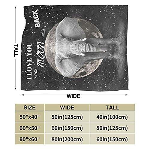 I Love You to The Moon and Back Elephant Throw Blanket Soft Flannel Summer Air Conditioner Blanket Warm Blanket for Bed Couch Living Room(50"x40")