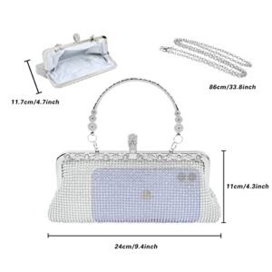 Carwales Silver Clutch Purse Rhinestone Purses for Women Evening Wedding Party Bridal Handbag Elegant Formal Evening Bag(Silver)