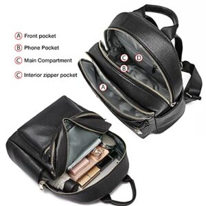 Leather Backpacks for Women, Genuine Leather Ladies Fashion Rucksack with Adjustable Shoulder Strap Convertible Real Leather Travel Bags Womens Multipurpose Backpack Purses (Black)