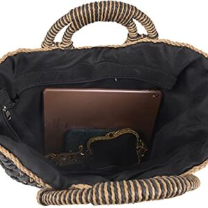 QZUnique Hand-woven Straw Bag Women Summer Beach Handbag Casual Satchel Retro Top Handle Tote Clutch