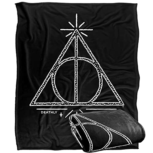 Harry Potter Deathly Hallows Line Art Officially Licensed Silky Touch Super Soft Throw Blanket 50" x 60"