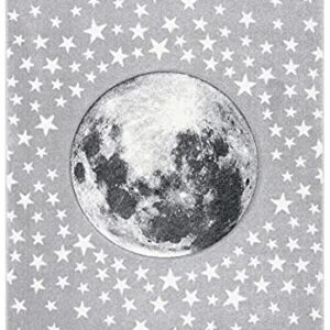 Safavieh Carousel Kids Collection 5'3" x 7'6" Light Grey/White CRK135F Moon and Stars Nursery Playroom Area Rug