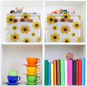 ODAWA Sunflower Storage Bins Fabric Cloth Storage Baskets Decorative Organizers (Sunflower, Set of 1)