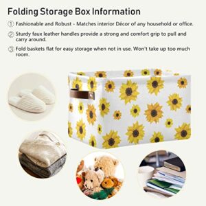 ODAWA Sunflower Storage Bins Fabric Cloth Storage Baskets Decorative Organizers (Sunflower, Set of 1)