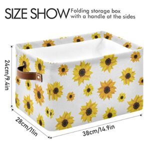 ODAWA Sunflower Storage Bins Fabric Cloth Storage Baskets Decorative Organizers (Sunflower, Set of 1)