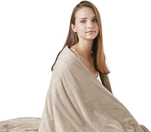 Degrees of Comfort Weighted Blanket 12 Pounds for Adult, Soft Plush to Sherpa Heavy Blankets, 48x72 Twin Size, 12lbs, Sand Beige