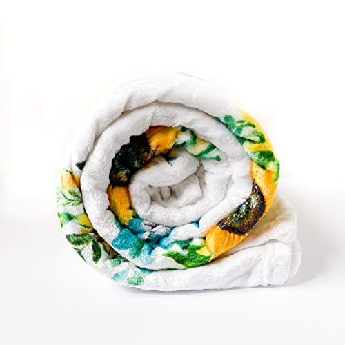 Sunflower Blanket Throw by Little Hill Home - Sunflower Throw Blanket with Greenery - 60"x60" Sunflower Throw Blankets - Super Soft Fleece Plush White Sunflower Blankets for Women Sunflower Gifts